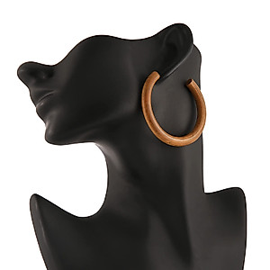 Scddboy Wooden Hoop Earrings for Women Geometric Lightweight Dangle Drop Earrings