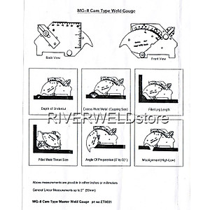 RIVERWELD Bridge Cam Gage Test Ulnar Welding Inspection Gauge Checks Depth of Undercut and Pitting Fillet Weld Throat Size and Length Angle of Preparation Misalignment