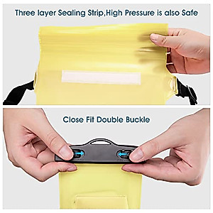 MILPROX Waterproof Phone Holder Pouch, [2 Pack] Universal Float Dry Bag，IPX8 Underwater Fanny Pack Phone Case with Neck Arm Waist Strap for All iPhone Galaxy Pixel Phone Up to 7.0" -Yellow