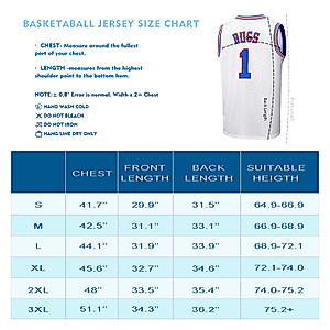 Mens Basketball Jersey Lola#10 Bugs#1 : Space Movie Jerseys 90s for Halloween Sports Hip Hop Party Clothing Set (as1, Alpha, x_l, Regular, Regular, #1 White)