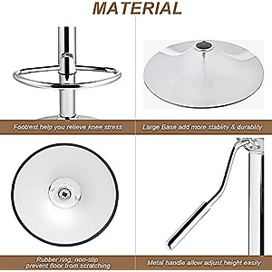 VECELO Bar Stools Set of 2, Adjustable Barstools, Counter Height Stools with Back and Arm, Kitchen Island Stools, Swivel PU Chairs for Pub, Dining Room, Modern Style, Black