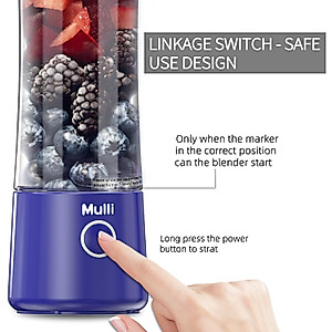 Mulli Portable Blender,USB Rechargeable Personal Mixer for Smoothie and Shakes, Mini Blender with Six Blades for Baby Food,Travel,Gym