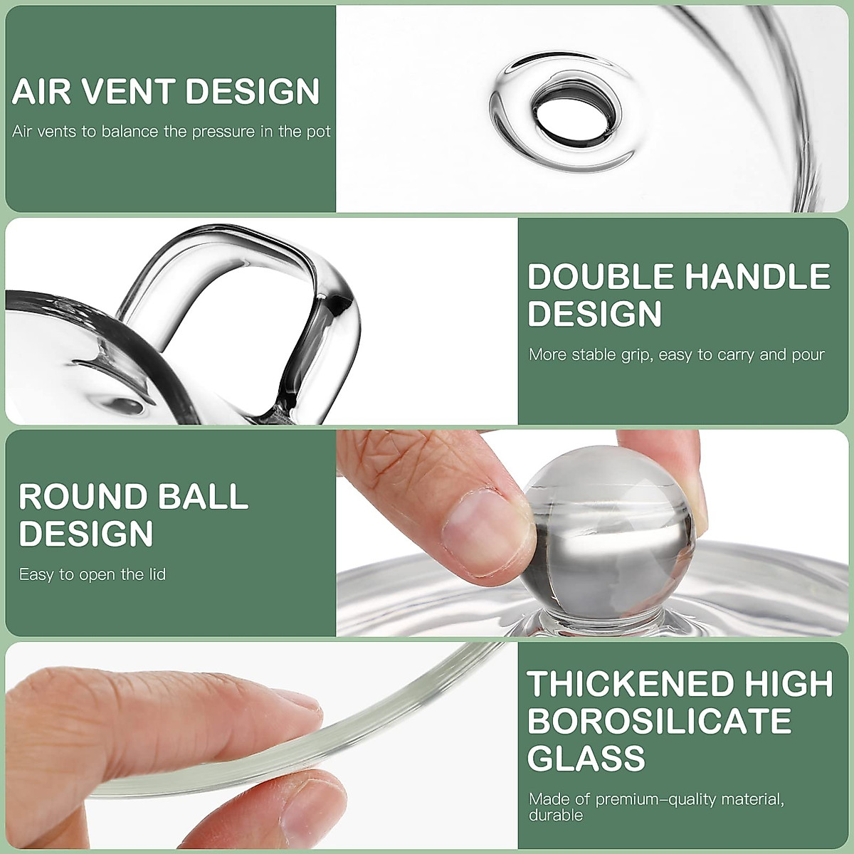 BESTonZON Glass Cooking Pot with Lids 64Oz (2L) Glass Saucepan, Glass Simmer Pot for Stovetop, Clear Pots for Pasta Noodle,Soup,Milk,Tea, Dual Handles,Gift Spoon