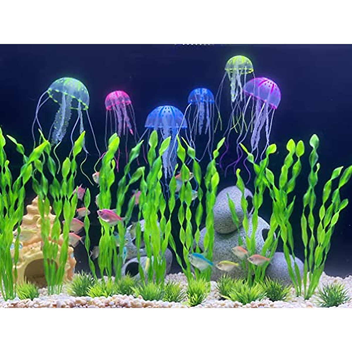 BEGONDIS 18Pcs Artificial Jelly Fish Artificial Aquarium Plants Plants Set, Fake Aquatic Plastic Plants Artificial Fish Tank Plants for Aquarium Decorations
