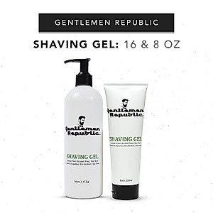 Gentlemen Republic 16oz Shaving Gel - 100% Alcohol-Free, Lather and Dye-Free Formula with Maximum Glide for Comfort, Made in the USA