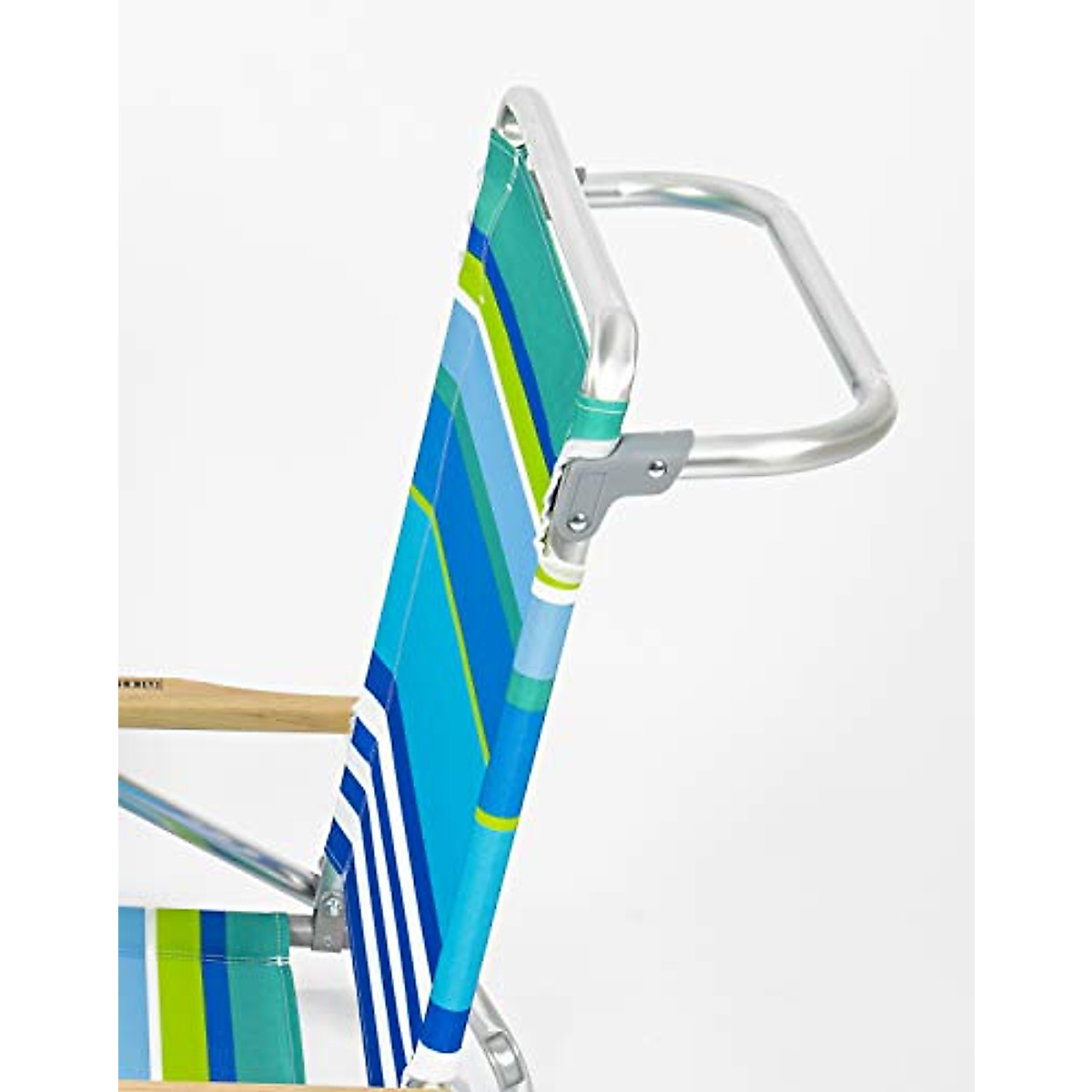 RIO beach Classic 5-Position Lay-Flat Folding Beach Chair, 30.8" x 24.75" x 29.5", Cool Blue Stripes