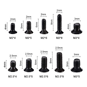 Queenbox 500Pcs M2 M2.5 M3 KM Screw Flat Head Phillips Screws Laptop Notebook Computer Screw Replacement Kit for Sony, DELL, Samsung, IBM, HP, Toshiba