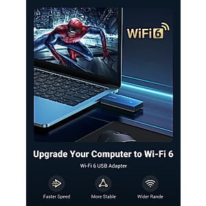 UGREEN USB WiFi 6 Adapter, AX1800 1800Mbps WiFi Adapter for PC Laptop, 5G 2.4G Dual Band WiFi Dongle, USB 3.0 Wireless Network Adapter, Bulit-in Driver for Windows 10/11