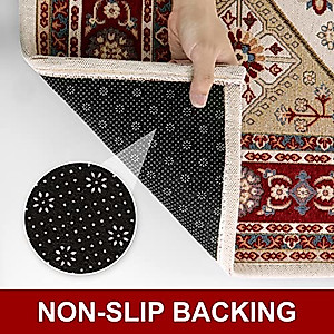 Traditional Collection Oriental Area Rug, 5’ x 6.6’ Non-Slip Washable Rugs for Living Room, Red Medallion Nursery Room Apartment Bedroom Rug Large Carpet for Dining Room Studio Office