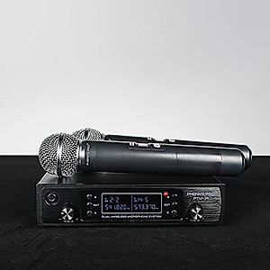 Phenyx Pro Wireless Microphone System Dual Wireless Mics,w/ 2 Handheld Dynamic Microphones, 2x100 Adjustable UHF Channels, Auto Scan,328ft Range,Microphone for Singing, Karaoke, Church(PTU-71-2H)