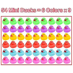 54-Pack Mini Rubber Ducks Set, Mini Colorful Rubber Duckies Bath Toy for Child,Float & Squeak Tiny Ducks Pool Toy Set for Kids Party Favors,Birthday Party Supplies,Prize Rewards