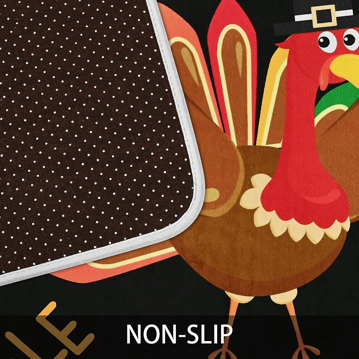 ASPMIZ Thanksgiving Fall Kitchen Mats Set of 2, Fall Pumpkin Kitchen Mats for Floor, Washable Turkey Kitchen Runner Rug with Non Slip Rubber Backing, Fall Rugs Indoor Decor, 18'' x 30'' + 18'' x 48''