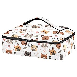 Kcldeci Insulated Thermal Food Carrier Insulated Casserole Carrier for Hot or Cold Food,Cats and Dogs Insulated Tote Bag for Potluck Cookouts Parties Picnic,Lasagna Lugger