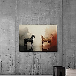 Majestic Black Stallion Galloping In The Clouds, Black Horse On Salt Flats, Canvas Print, Black Horse Print, Black Horse Wall Art