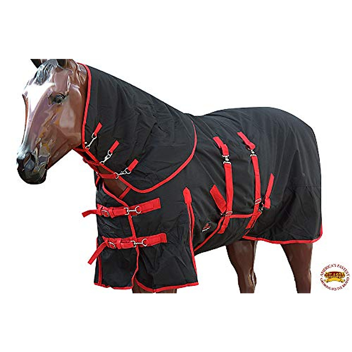 HILASON 76 in 1200D Turnout Winter Horse Neck Cover Belly Wrap Sheet Black