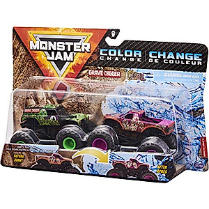 Monster Jam, Official Grave Digger vs. Calavera Color-Changing Die-Cast Monster Trucks, 1:64 Scale