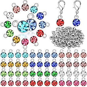 120 Pieces Charms for Jewelry Making Birthstone Charms Earring Charms Flower Charms Silver Charms Bling Charms Enamel Charms for Jewelry Making Earring Accessory, 12 Colors (Multiple Color)