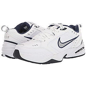 Nike Men's NIKE AIR MONARCH IV (4E) RUNNING SHOES -12; White / Metallic Silver-Midnight Navy