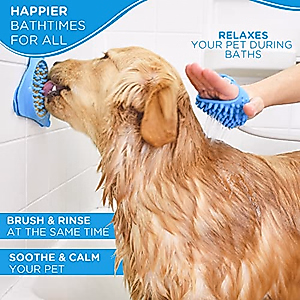 Aquapaw Dog Washer & Shower Attachment | Fast & Easy Indoor & Outdoor Pet Bathing, Massaging & Grooming | Includes 8-Foot Dog Shower Hose | Sprayer & Scrubber in 1 | As Seen on Shark Tank - Blue