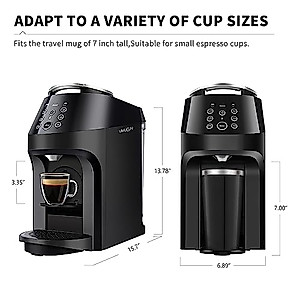 Vimukun Coffee Maker for Gronds Coffee, Coffee and Espresso Machine Combo, 19 Bar Pressure Pump, Removable Water Tank