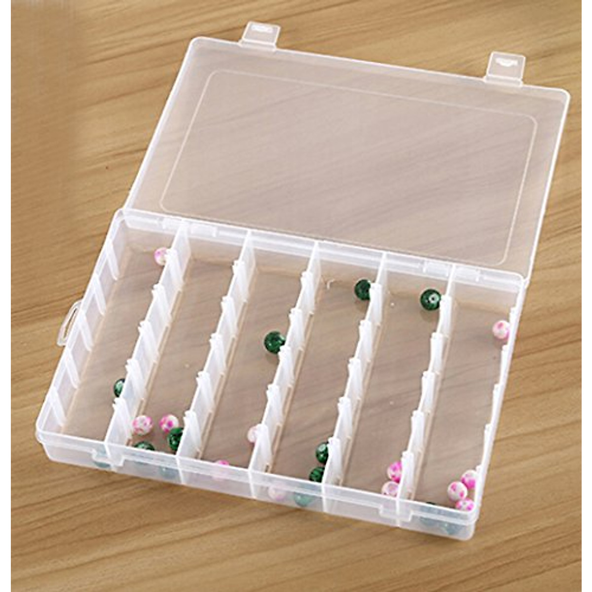 15/24/36 Grids Clear Plastic Storage Box Adjustable Bead Case Nail Art Tools Earring Jewelry Storage Organizer (White, 36-Grid)