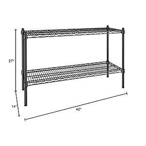 Pro&Family 14"(inch.) x 42"(inch.) NSF Certified Black Epoxy 2-Shelf Kit with 27"(inch.) Posts. Kitchen Storage, Cabinet Shelf Organizer. Perfect for Home, Commercial, Garage