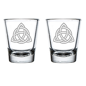 MIP Brand Set of 2 Shot Glasses 1.75oz Shot Glass Triquetra Symbol Celtic Knot