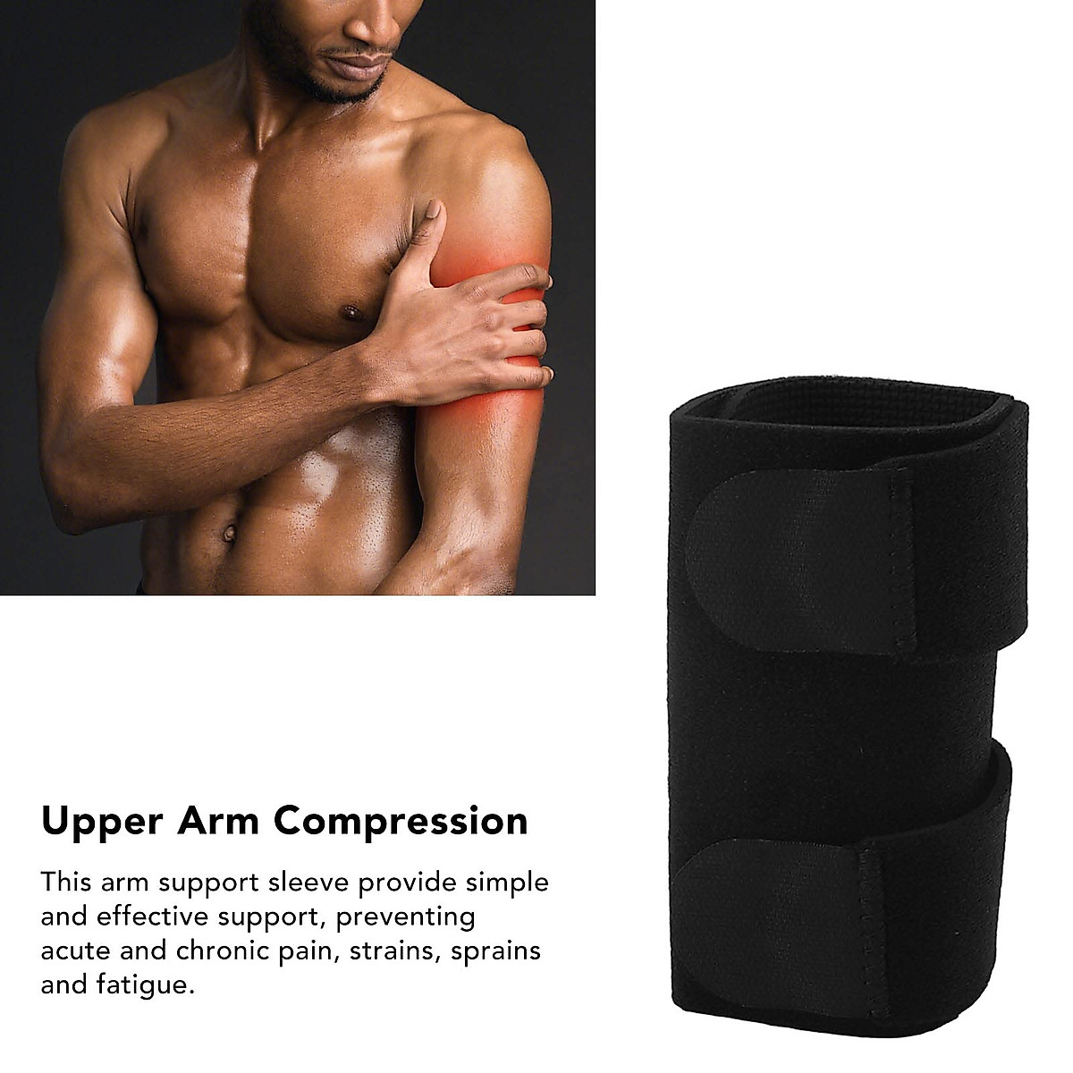 Arm Sleeve Upper Arm Trimmer, Biceps Compression Support Brace Adjustable Strap Arm Support, Sweat Arm Shaper Wrap Band for and Sports Workout