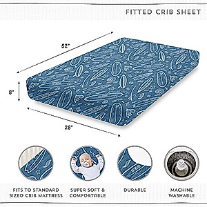 Microfiber Baby Crib Sheets,Ultra Soft Crib Sheets Fitted for Standard Crib Mattress,Toddler Sheet Set for Boys or Girls,Machine Washable, Soft,Breaths,Blue Wave Swirls Sheet Fits 28"x 52"x 8''