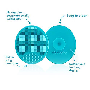 Frida Baby DermaFrida The SkinSoother Baby Bath Silicone Brush| Baby Essential for Dry Skin, Cradle Cap and Eczema (2 Pack)