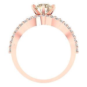 Clara Pucci 1.49 carat Round Shape Halo Solitaire Natural Morganite Engagement Wedding Anniversary Bridal Ring band set 14k Rose Gold 8