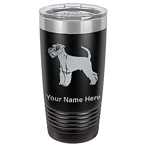 LaserGram 20oz Vacuum Insulated Tumbler Mug, Schnauzer Dog, Personalized Engraving Included (Black)
