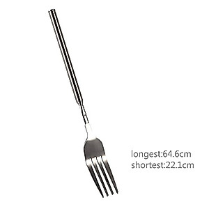 Stainless Steel Dinner Fork,BBQ Telescopic Extendable Dinner Fruit Dessert Long Handle Fork Stainless Steel Cutlery,anti rust,sturdy and durable