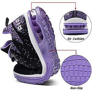 AUPERF Womens Air Shoes Walking Running Fashion Athletic Tennis Sports Comfortable Gym Sneakers?US 7 B(M) Black Purple