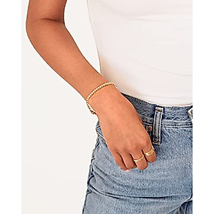 PAVOI 14K Yellow Gold Plated 2mm Cubic Zirconia Honeycomb Tennis Bracelet | Gold Bracelets for Women | 6.5 Inches