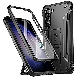 Poetic Revolution Case for Samsung Galaxy S23+ Plus 5G 6.7" (2023), Built-in Screen Protector Work with Fingerprint ID, Full Body Rugged Shockproof Protective Cover Case with Kickstand, Black