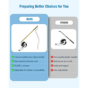 BUT TO Zinc Alloy Universal Toilet Handle Replacement Kit - Front Mount Toilet Tank Flush Handle with Stainless Steel Flapper Chain - Easy Install Toilet Handle Lever for Reliable Performance