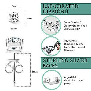 Anbamahong Moissanite Earrings Lab Created Diamond 18K White Gold Plated 925 Sterling Silver Studs for Men Women Jewelry Gifts
