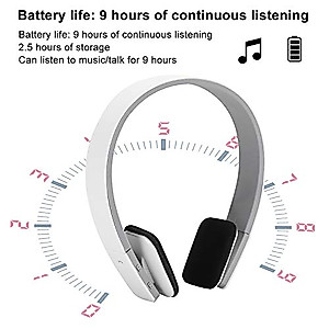 ASHATA Bluetooth Headphones,Wireless HiFi Stereo OverEar BT Headset,Ergonomic Noise Cancelling Sports Earphones with Builtin Microphone,Heavy Bass Sound,for Running/Fitness/Cycling (White)