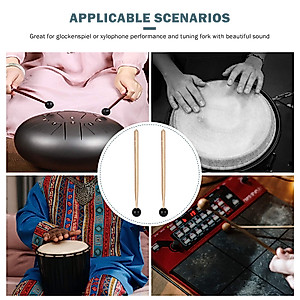 1 Pair Rubber Xylophone Mallet Percussion with Wood Handle Mallets Percussion Sticks Rubber Mallets Sticks with Wood Handle