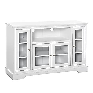 HOMCOM Sideboard Buffet Cabinet with Storage, Kitchen Cabinet Coffee Bar Cabinet with Glass Doors for Living Room, Kitchen, White