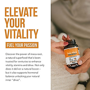 Total Maca | Maca Root Extract – 30:1 Extract, Max Potency | Optimized for Active Nutrients Macamides + Macaenes (13,000 mcg Per Serving) Maca Root Capsules for Women & Men (60 Capsules)