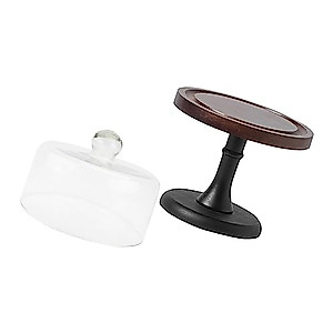 Happyyami 1 Set Wooden Serving Trays Wood Cake Stand Cake Stand with Dome Cake Tray Cake Plate with Lid Wedding Cake Stand Cake Display Cake Stands for Party Fruit Tray Glass Pastry