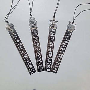 Sujosa 4pcs Metal Stencil Ruller Bookmark for Bullet Journals Art Journals Jotting