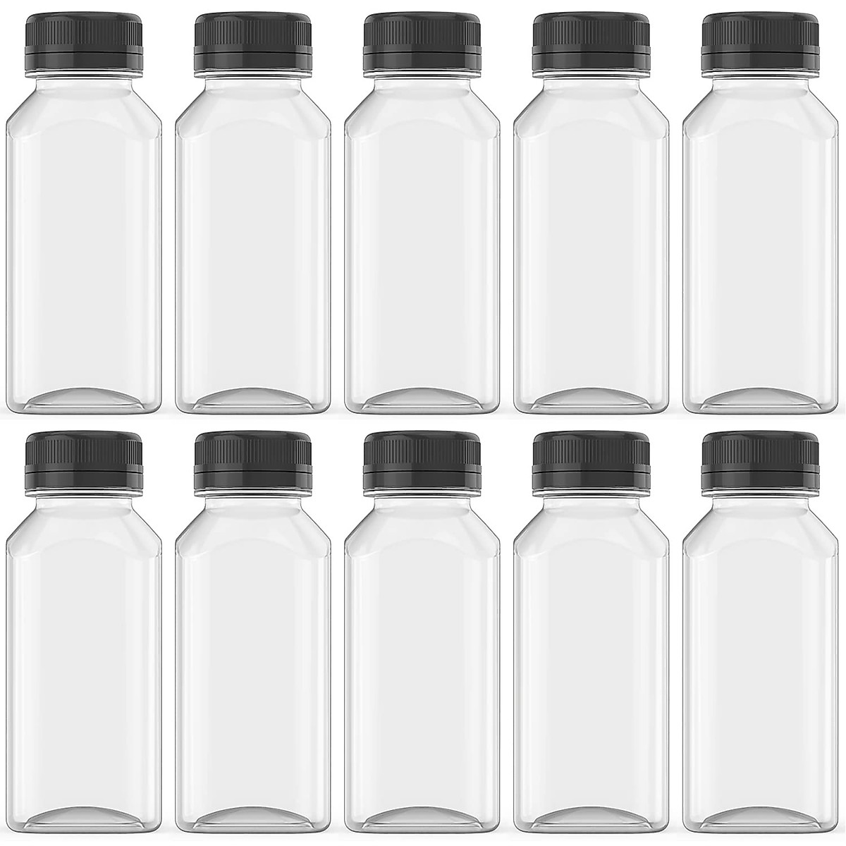 HNXAZG 10 Pcs 4 Oz Plastic Juice Bottles with Lids, Empty Clear Containers for Juice, Milk and Other Beverage