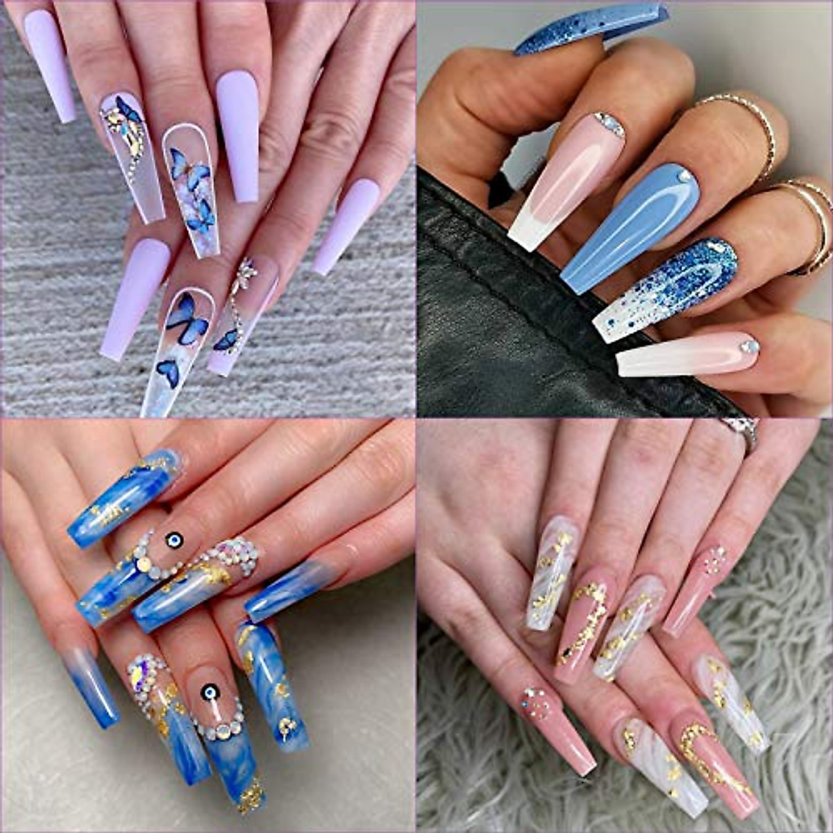 Clear Nail Tips - Coffin Nail Tips ECBASKET Professional Nail Tips for Acrylic Nails Half Cover Clear Fake Nail Tips Long Coffin Shaped False Nail Tips 500Pcs 10Sizes with Box