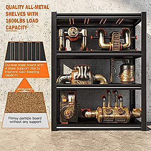 Raybee Garage Shelving Heavy Duty, 40" Wide Garage Storage Shevles Heavy Duty Shelving, Adjustable 4 Tier Metal Shelving, Garage Shelves Heavy Duty Shelves, Industrial Storage Rack, 40" W x19 D x57 H