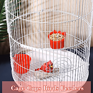 Sumind 60 Pieces Cage Cups Birds Hanging Feeders Seed Bowl 8 oz Plastic Chicken Feeder Water Bowl Hanging Chicken Waterer Feeding Watering Dish Coop Cups for Gamefowl Parrot Parakeet Poultry(Red)