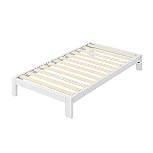 ZINUS Arnav Metal Platform Bed Frame, Wood Slat Support, No Box Spring Needed, Easy Assembly, White, Twin