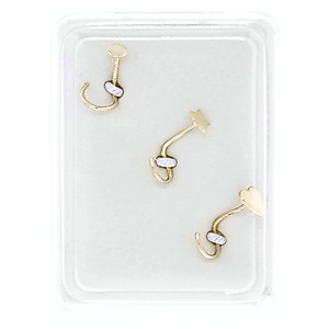 Lavari Jewelers 22G Nose Ring Set 2mm Circle Star Heart in 10k Yellow Gold
